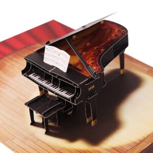 liif grand piano pop-up card, thank you, 8 in x 6 in, laser cut and hand assembled, satisfaction guarantee