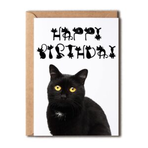 greeting card cat happy birthday card with cats - black cat birthday card - funny cards - cat lovers - cute cat birthday card - funny cat cards