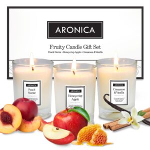 aronica fruity candle gift set for women, scented advent candles, christmas gifts for coworkers, office staff secret santa, soy candles for couple xmas, holiday hostess gift, small simple party gift