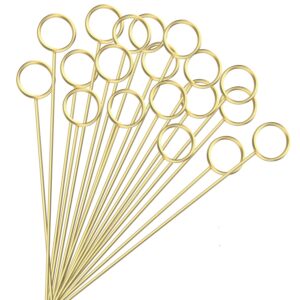 benbo 20 pieces metal wire floral place card holder round photo memo note table number holder pick gold floral gift card holder clips for flower arrangements,wedding and birthday party, 13.4 inch