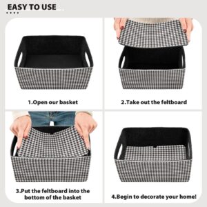 Small Storage Basket Houndstooth Black Storage Bins Collapsible Shelf Organizer Decorative Baskets for Gifts Toys 2 Pack