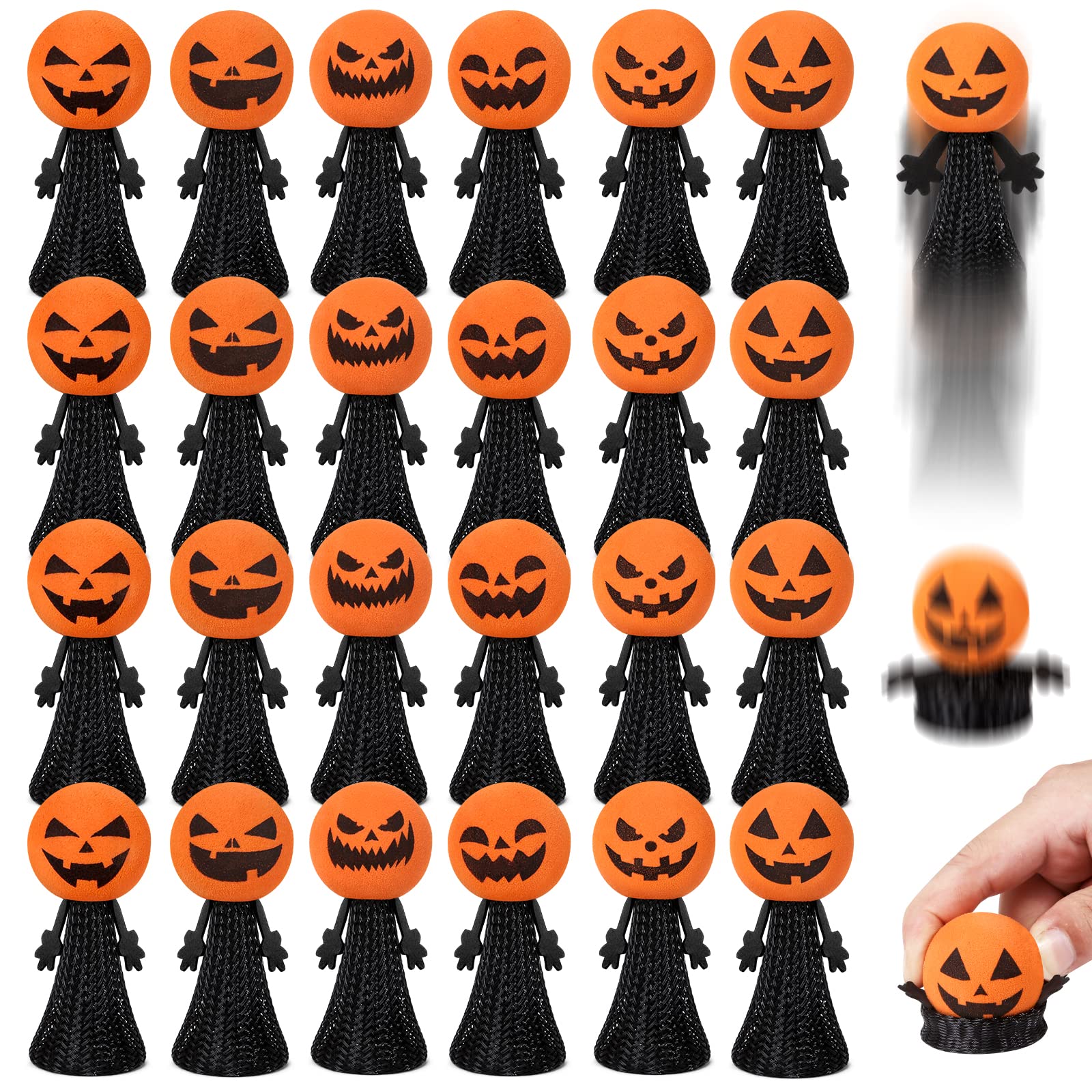 Letapapa Halloween Party Favors for Kids, 24 Pcs Jumping Popper Spring Launchers Toy, Bouncy Halloween Novelty Toys for Treat or Trick Goodie Bag Fillers, Classroom Prizes