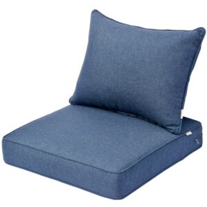 hooowooo outdoor patio seat back chair cushions set,25x25x5 thick outdoor chair seat cushions sofa seat cushions for patio outdoor chair loveseat with weather resistant olefin and zipper,denim blue