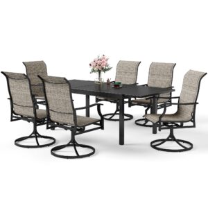 sunshine valley 7 piece patio dining sets for 6, outdoor table and chairs set with extendable rectangular patio dining table and 6 swivel patio dining chairs, outdoor dining set for backyard deck lawn