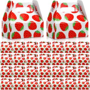 fumete strawberry birthday party decorations treat boxes strawberry birthday favor decorations fruit themed party supplies for birthday baby shower party, 4.7 x 2.4 x 5.1 inch(22 pcs)