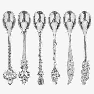 alisveristime traditional ottoman motif tea spoons - decorative stirring, sugar, tea spoons (set of 6) (motif) (silver)