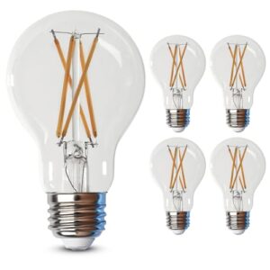 feit electric led clear a19 medium base light bulb - 60w equivalent - 15 year life - 810 lumen - 3000k bright white - dimmable | 4-pack