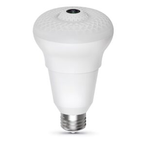 feit electric smart rotating light bulb with wireless camera, motion sensor, night vision, and 2-way speaker, 40w equivalent, e26 base, 5000k daylight, 15,000-hour lifetime, a450/850/camwifi/led