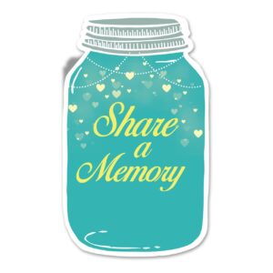 cute share a memory cards cards 50 set mason jar shaped party supplies favors for celebration of life birthday showers birthdays, double-sided 5 x 7