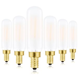 xininsun t6 led bulb, 40w candelabra dimmable chandelier light bulbs 2700k warm white frosted glass 4w e12 vintage tube led filament edison candle bulb with decorative 6pack