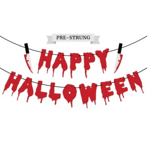 pre-strung happy halloween banner,no diy,pre-strung garland on 8 ft strand,scary killer halloween party decorations & decor. did we mention no diy?