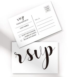 50 rsvp postcards - blank with mailing side, response cards for bridal shower, rehearsal dinner, engagement party, baby shower, or any special occasion, 4 x 6 inches.