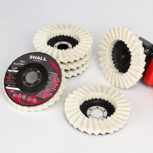 shall 6-pack felt flap disc abrasives 4-1/2" x 7/8" arbor, wool polishing buffing wheel pad for angle grinder