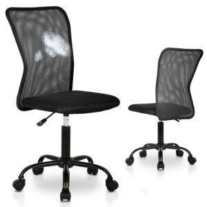 home office chairs small desk chair armless computer chairs with wheels task office chair kids desk stool sewing chair no arms swivel rolling chairs for teens adults, black