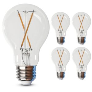 feit electric led clear a19 medium base light bulb - 40w equivalent - 15 year life - 450 lumen - 5000k daylight - dimmable | 4-pack