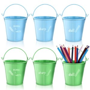 willbond 6 pack mini metal buckets with handles small pails pencil buckets colored galvanized bucket for kids classroom crafts crayons storage party favors, 2.95 inch high