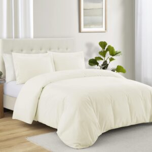 king size duvet cover 100% cotton made in egypt soft 400 thread count for king size bedding, 3 pieces bedding duvet & pillow shams sets, king, ivory