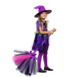 fomiyes halloween witch broom, plastic halloween broom toy, witches cosplay broomstick prop for halloween party costume accessories