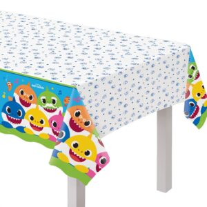 adorable baby shark plastic table cover - 54" x 96" (1 pc.) - durable & waterproof material - ideal for kids' parties & events