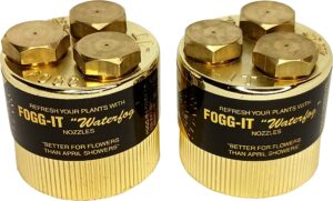 fogg it misting watering nozzles (2 pack) 1/4 gpm - super superfine volume | designed for misting delicate seedlings or for raising humidity around wilting plants. made in the u.s.a. from solid brass