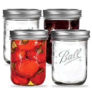 regular mouth mason jars 8 oz. (12 pack) - half pint size jars with airtight lids and bands for canning, fermenting, pickling, or diy decors and projects bundled with jar opener