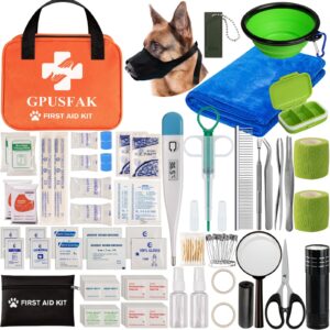 gpusfak pet first aid kit for dogs and cats - pet emergency kit for traveling home