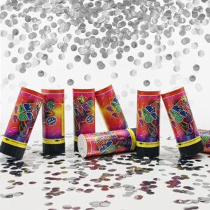 confetti poppers cannons for wedding birthday graduation baby shower kids fun party supplies decorations and favors (silver)