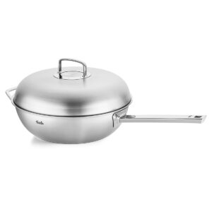 fissler original-profi collection stainless steel 12.6 inch, 6.7 quart multi ply wok with high dome metal lid