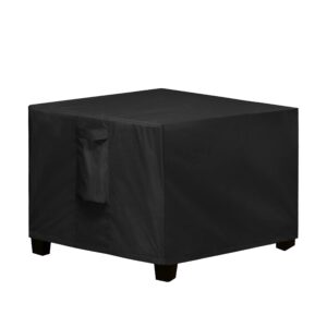 easy-going square patio ottoman cover, waterproof outdoor ottoman cover, fade resistant patio side table cover, durable outdoor furniture covers with sealed seam (25"x25"x17", black)