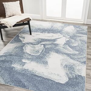 jonathan y ctp200b-3 petalo abstract two-tone modern indoor area-rug, contemporary country casual easy-cleaning,bedroom,kitchen,living room,non shedding 3 x 5, blue/cream