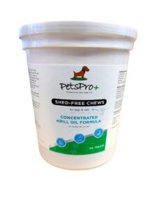 petsproplus concentrated krill oil formula shed free chews are a great treat that helps to prevent shedding plus provides a healthier, shinier coat for your dog or cat