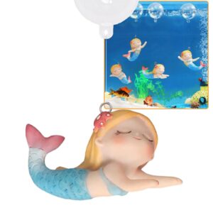 papieeed floating mermaid fish tank decor, cartoon aquarium decorations for aquatic pets to play resin aquarium ornaments suitable for all kinds of fish tank