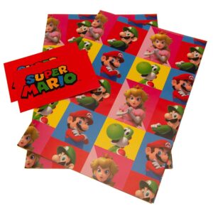 official super mario gift wrap, 2 sheets 2 tags, gift wrap for presents, officially licensed gift wrap