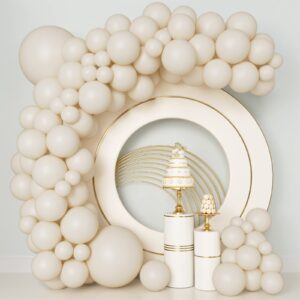 aobkdeco ivory white balloons 84pcs vintage ivory white balloon garland arch kit 5/10/12/18 inch different sizes latex balloon for birthday party decorations baby shower wedding graduation balloons