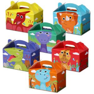 24 pcs dinosaur favor boxes for birthday party dinosaur treat boxes dinosaur theme candy goodie boxes party favors for boys girls kids baby shower party supplies, 6 x 3.5 x 3.5 inch (lovely style)