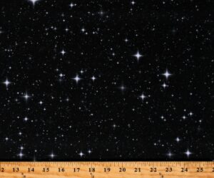 fields cotton stars night sky starry galaxy outer space black fabric print by the yard (4sci-1), 44 inches