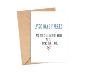 arezzaa funny 8th anniversary card - 2920 days married card funny anniversary card husband wife him her 8 years card funny wedding anniversary card 5x7''