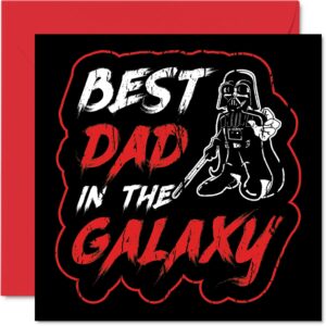 funny happy birthday cards for dad - best dad in the galaxy - joke birthday card for dad from son daughter, father birthday gifts, 5.7 x 5.7 inch father's day greeting cards gift for daddy papa