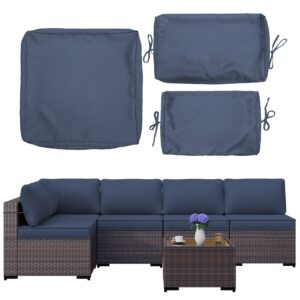 asjmr outdoor cushion covers 11 pieces patio cushion covers replacement for outdoor furniture patio furniture set outdoor cushion slipcovers, outdoor seat cushion covers and back pillow covers - navy