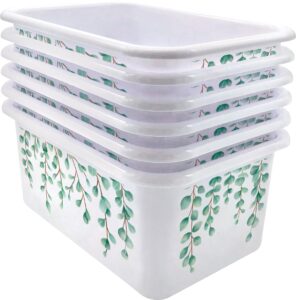 teacher created resources eucalyptus small plastic storage bin 6-pack (tcr2088589)