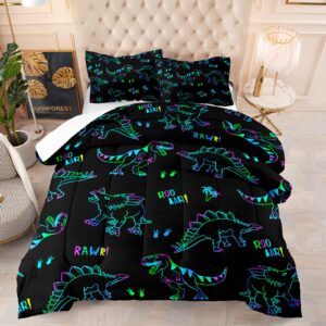 bailipromise trippy dinosaur comforter set queen size for boys kids quilt set,jurassic dinosaur bedding set 3 piece,dino duvet with pillow shames for all seasons ultra-soft lightweight breathable