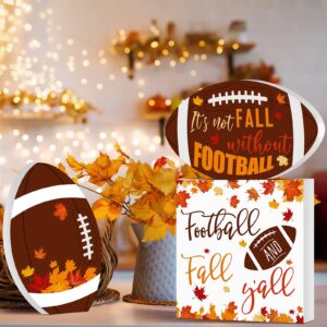 jetec 3 pcs fall football decor thanksgiving fall tiered tray decor orange maple wooden table centerpieces farmhouse rustic decor decorative table decorations for autumn harvest table shelf(classic)