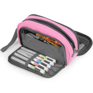 zcassi big capacity pencil case 3 compartments canvas bag multifunctional marker pen pouch holder office college school durable portable large storage bag for kids teens student adults