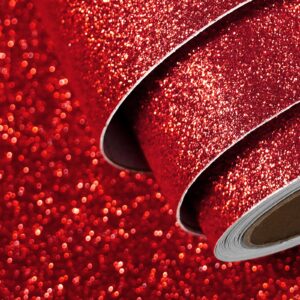 funstick ruby red glitter wallpaper sparkle glitter peel and stick wallpaper red glitter contact paper self adhesive removable glitter fabric wallpaper for bedroom cabinets dresser decor 15.8"x78.8"