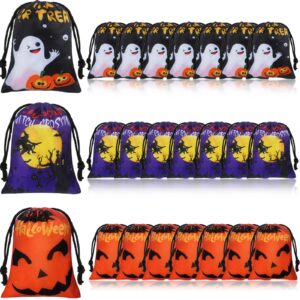 leifide 24 pcs halloween drawstring candy bags 7 x 5 inch snack bags small trick or treat candy goody bags halloween pumpkin candy snack bags for halloween party supplies