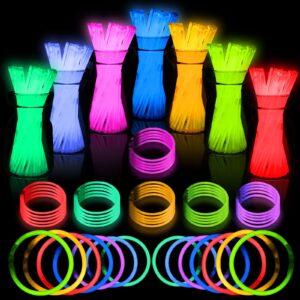 jicuicui ultra christmas bright glow sticks - 500 party pack with connectors for christmas, neon birthday and holidays - multicolor 8" glow sticks necklaces bulk