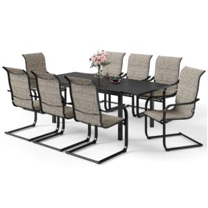 sunshine valley 9 piece patio dining sets for 8, outdoor table and chairs set with extendable rectangular patio dining table & 8 c spring patio dining chairs, outdoor dining set for backyard deck lawn