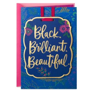 hallmark mahogany birthday card for women with removable ornament (black, brilliant, beautiful)