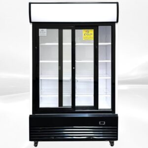 commercial refrigerator glass 2-door sliding door merchandiser display cooler beverage fridge drink cooler nsf certified, 48 inches width, capacity 40 cuft 110v, restaurant kitchen cafe lcg-1000bfs