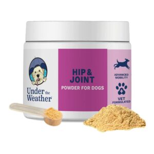 under the weather pet joint and hip powder for dogs | vet formulated dog supplements with glucosamine antioxidants & chondroitin for strong overall joint health | promotes good mobility & flexibility